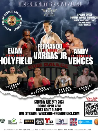 Evan Holyfield vs. Juan Meza-Moreno, Live Boxing at the Cow Palace ...
