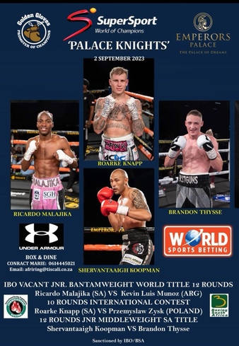 Tristen Naidoo vs. Justin Mostert, Palace Knights | Boxing Bout | Tapology