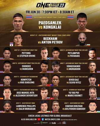 One Friday Fights 23 | Muay Thai, MMA, & Kickboxing Event | Tapology