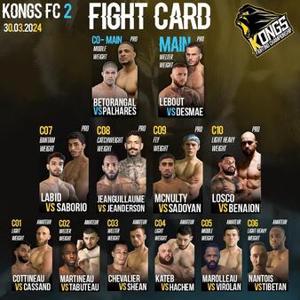 Shean Blaise vs. Mathis Chevalier, Kongs FC 2 | MMA Bout | Tapology