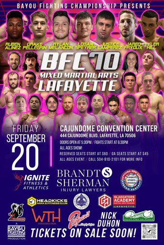 Bayou FC 70 | MMA & Kickboxing Event | Tapology