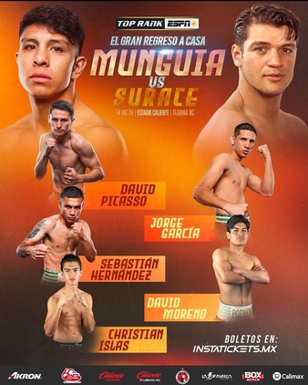 Sergio Perez Flores vs. Ulises Suarez, Munguia vs. Surace | Boxing Bout ...