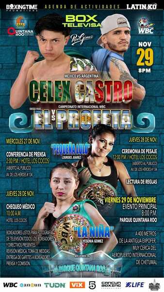 Yesenia Gomez vs. Lourdes Juarez, Celex Castro vs El Profeta Ruiz ...