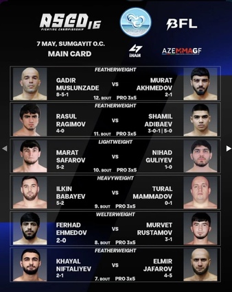 Ased FC 16: Taghiyev vs. Adibaev | MMA Event | Tapology