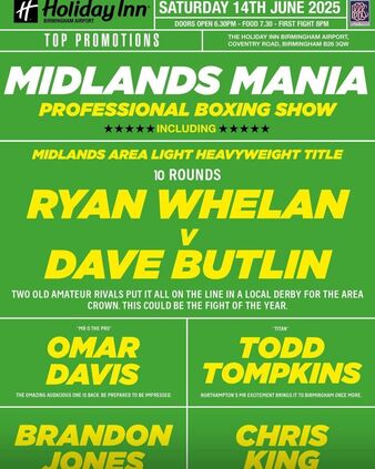 Ryan Whelan vs. David Butlin, Midlands Mania | Boxing Bout | Tapology