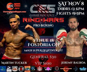 Carnage Fight Series: Ring Wars | Boxing & Kickboxing Event | Tapology