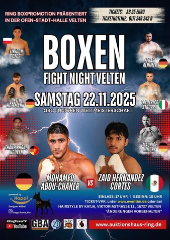 Mohamedali Taha vs. Darius Essi, Boxen Fight Night Velten | Boxing Bout ...