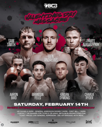 Aaron Bird vs. Harry Matthews, Valentine's Day Massacre | Boxing Bout ...