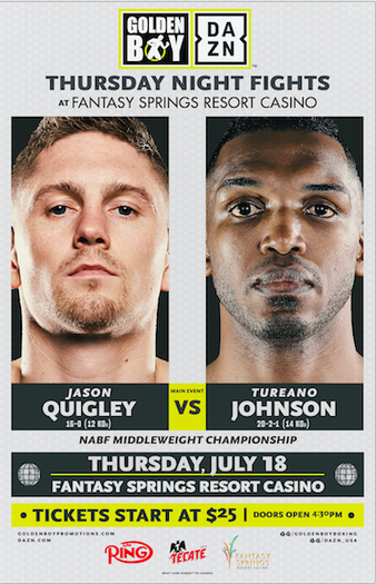 Jason Quigley vs. Tureano Johnson, Quigley vs. Johnson | Boxing Bout ...
