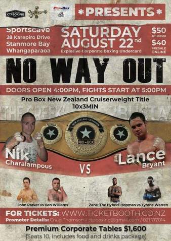 Zane Hopman vs. Tyrone Warren, Charalampous vs. Bryant (Postponed ...